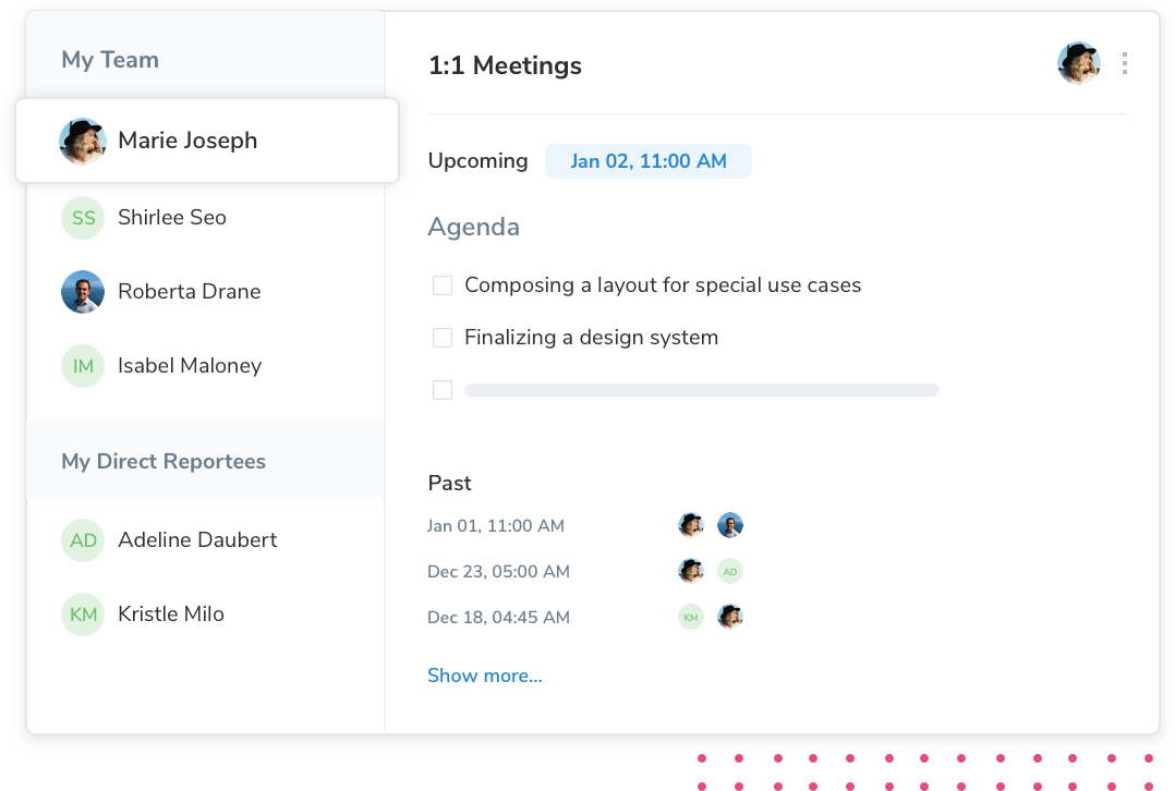One on one Meeting Software 1 1 Meetings Keka